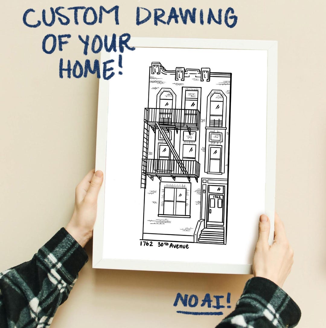 Custom Line Drawing of Your Home | Minimalist House Portrait | Office ...