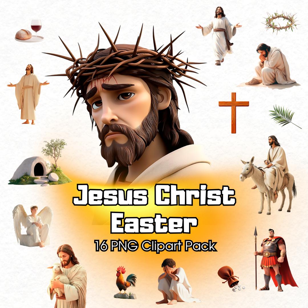 Easter Clipart & Poster Pack - With Jesus Christ. 16 PNG Clipart + 8 ...
