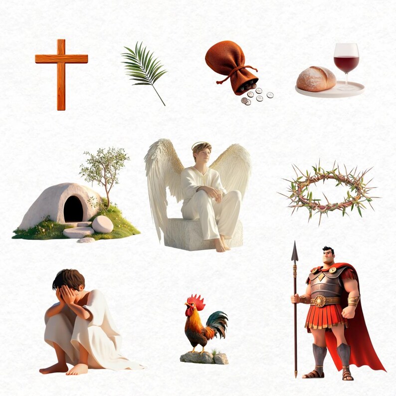 Easter Clipart & Poster Pack - With Jesus Christ. 16 PNG Clipart + 8 ...