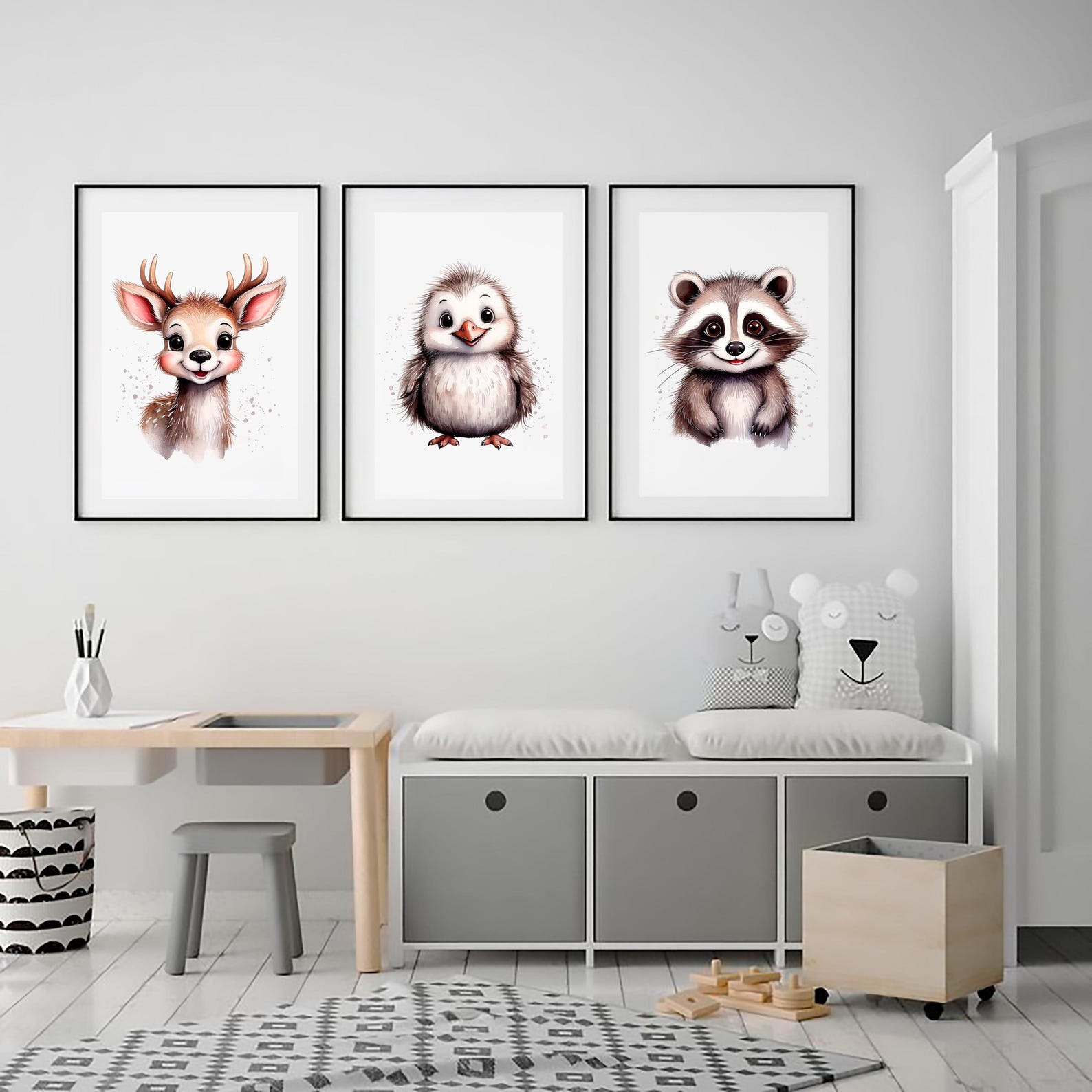 Watercolor Forest Animals - 45 PNG Clipart Pack. Cute Baby Animals ...