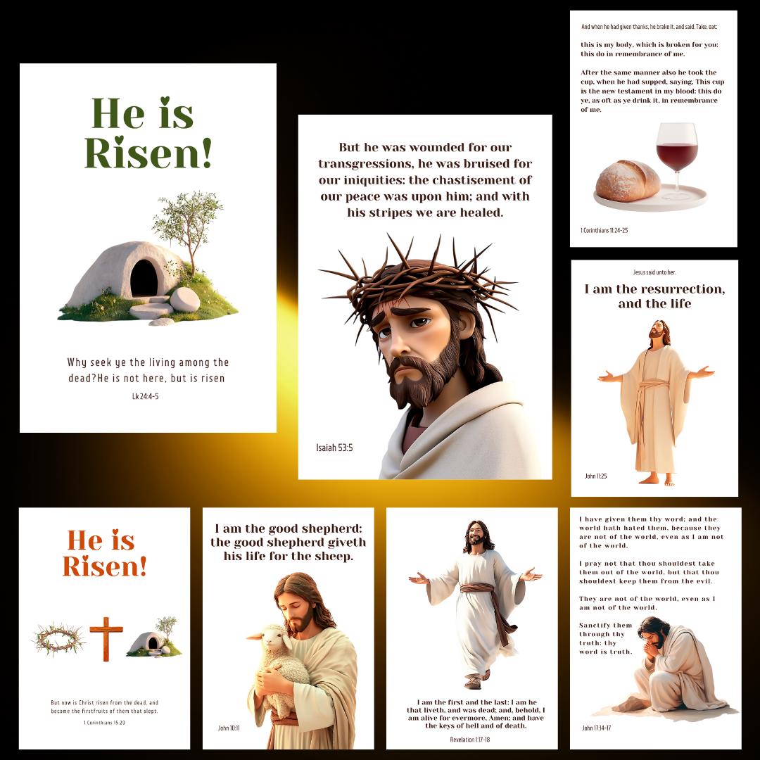 Easter Clipart & Poster Pack - With Jesus Christ. 16 PNG Clipart + 8 ...
