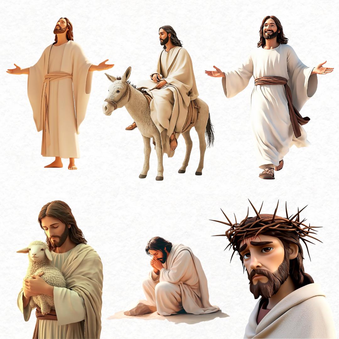 Easter Clipart & Poster Pack - With Jesus Christ. 16 PNG Clipart + 8 ...