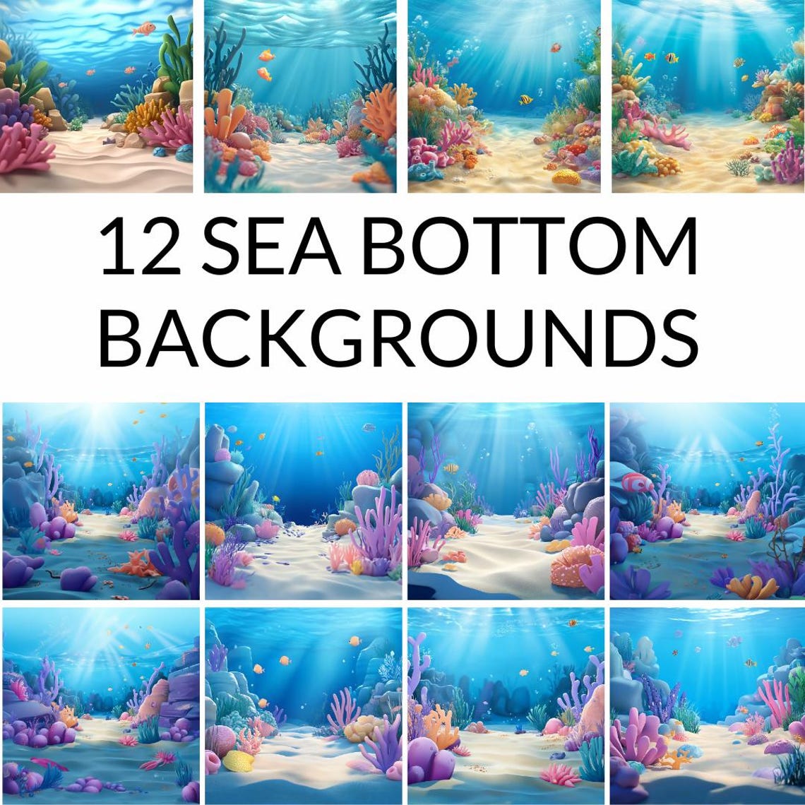 Ocean Clipart & Backgrounds Pack - Etsy