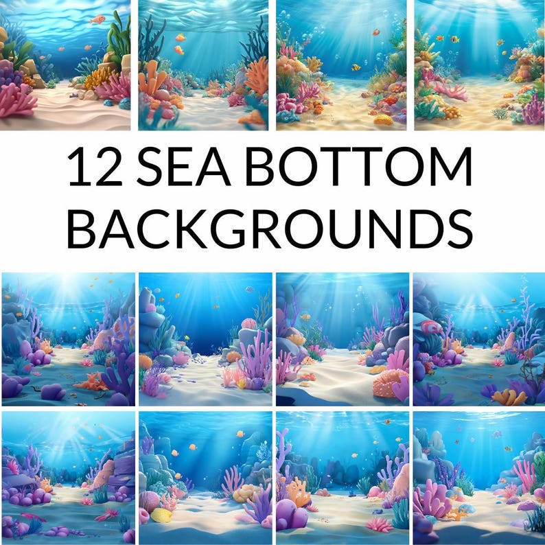 Ocean Clipart & Backgrounds Pack - Etsy