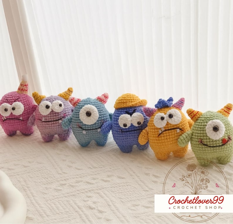 Mini Monsters Crochet PDF Pattern, Sweet Halloween Crochet, Monster Set ...