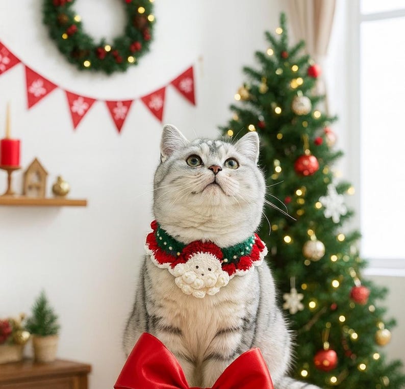 Christmas Pet Collar Crochet Pattern PDF – 5 in 1 Cat & Dog Collar ...
