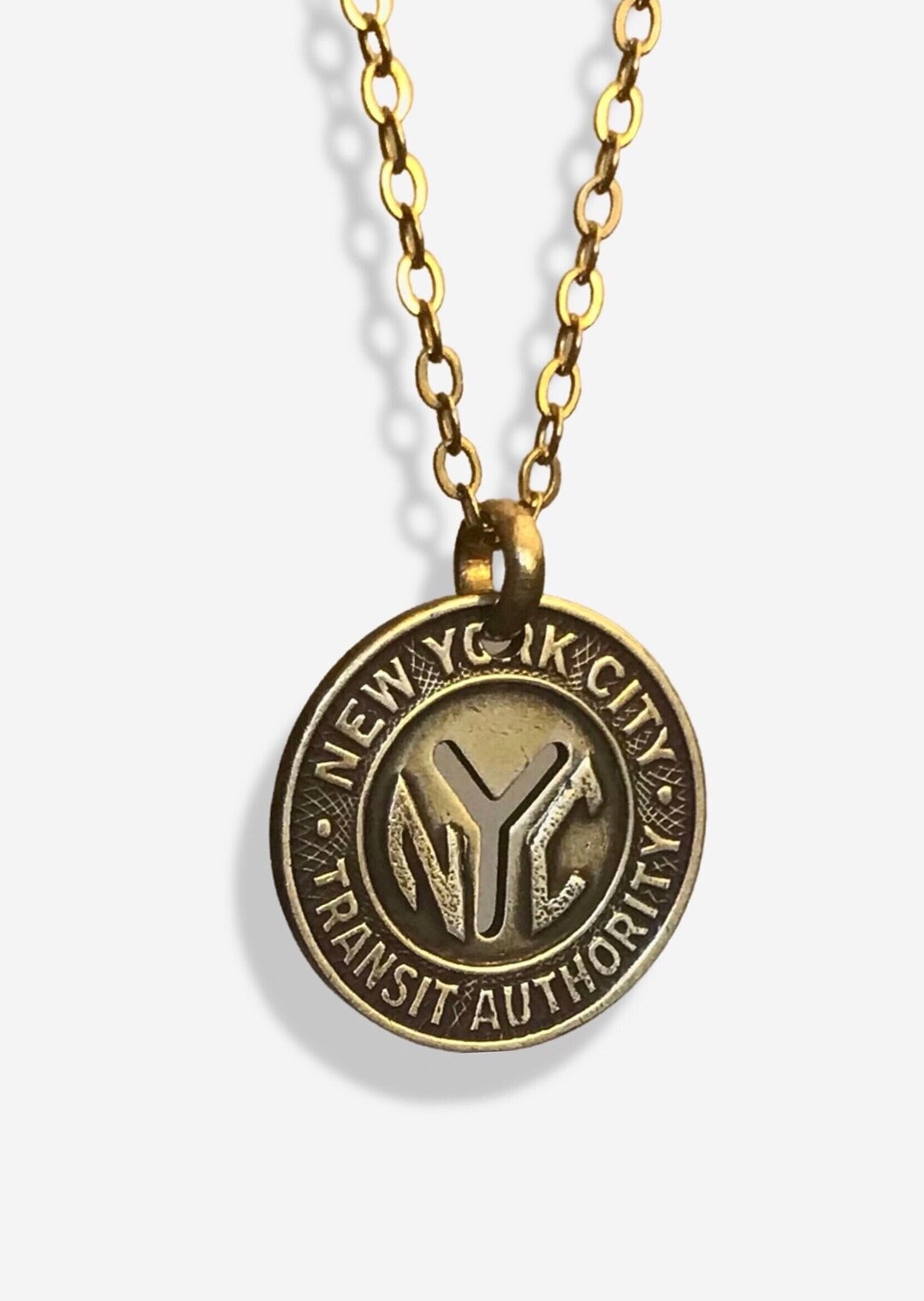 Authentic NYC small Y Subway Token Necklace 1953-1970 - Etsy