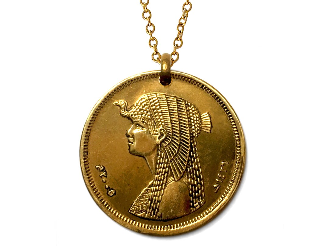 Authentic Egyptian Cleopatra Coin Necklace - Etsy