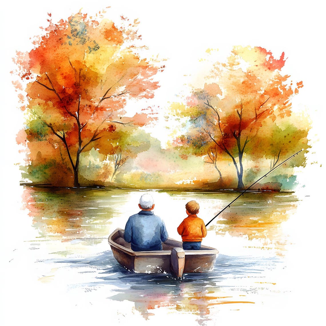 10 High-resolution Images of Grandfather and Grandson Fishing on a Boat ...