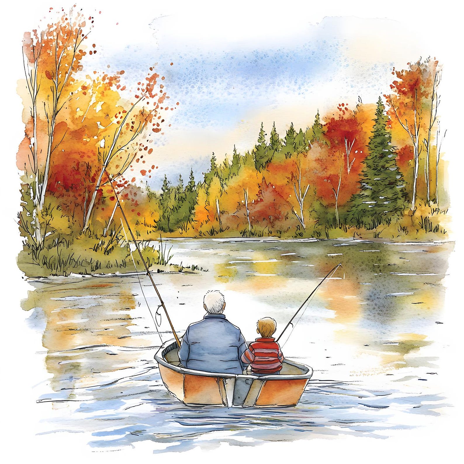 10 High-resolution Images of Grandfather and Grandson Fishing on a Boat ...