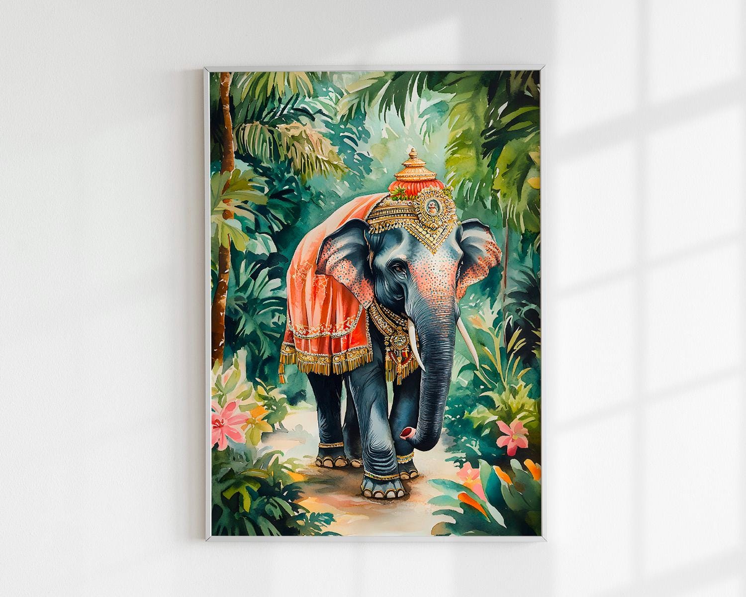 Indian Elephant Folk Art Poster – Traditional Cultural Digital Print ...