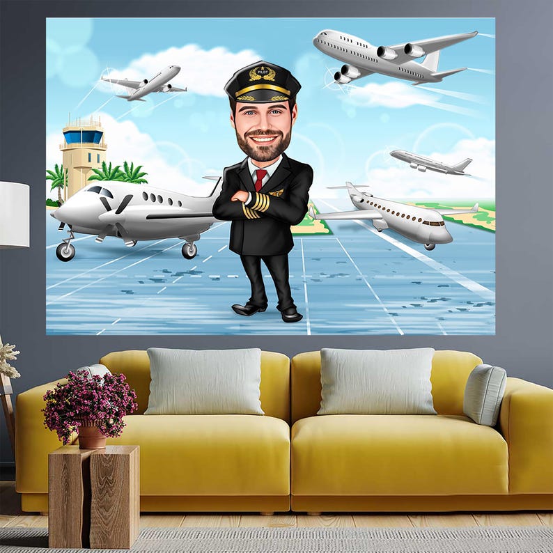 Custom Pilot Gift, Pilot Gifts, Pilot Caricature, Gift for Navy, Gift ...