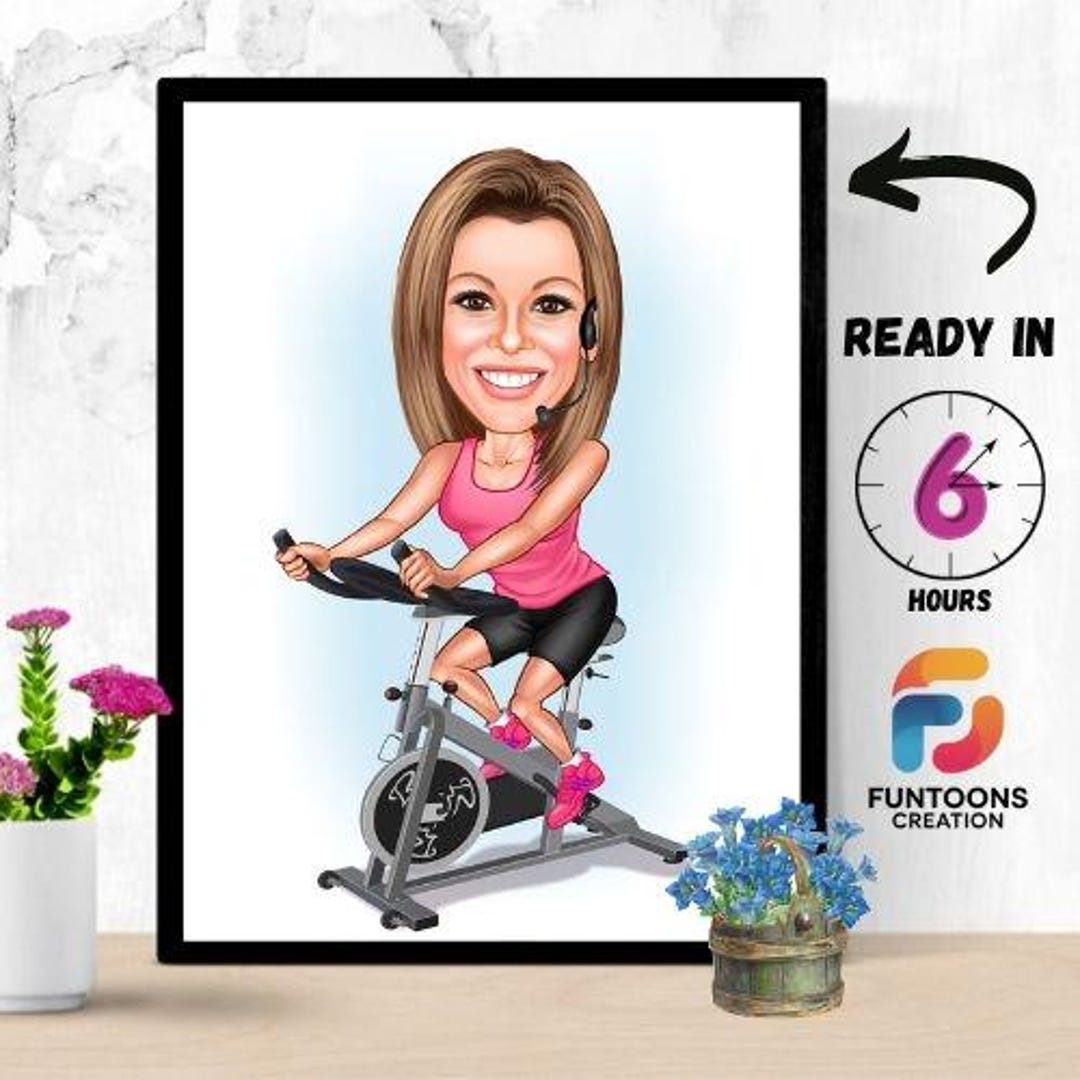 Custom Gym Girl Cartoon Portrait, Gym Girl Gift, Weight Lifter ...