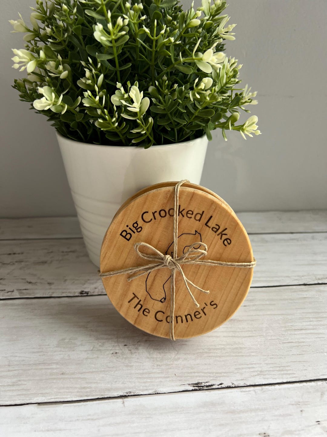 Personalized Wooden Coasters Gift Set | Engraved Housewarming Gift ...