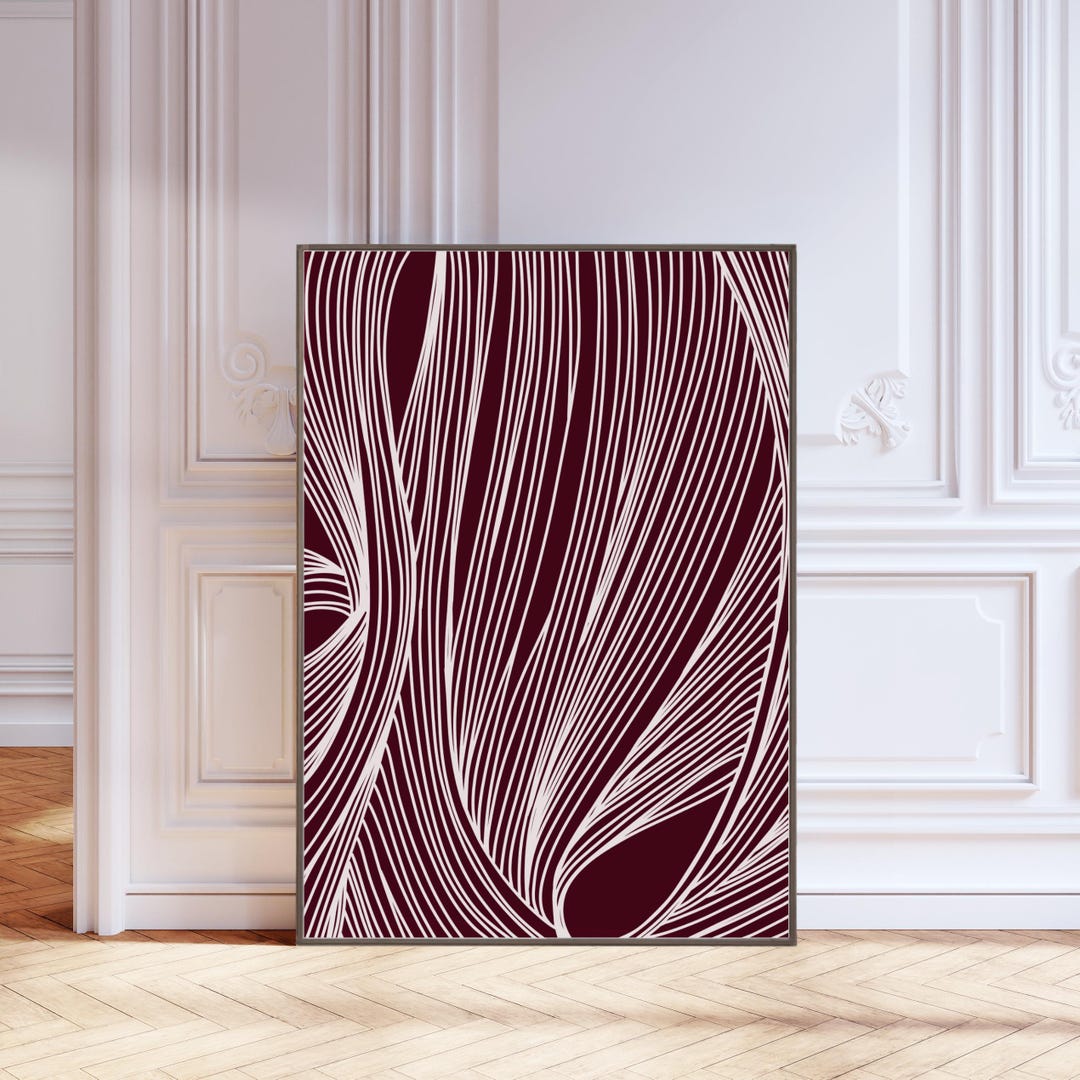 Abstract Red Line Wall Art Print | Modern Minimalist Poster ...