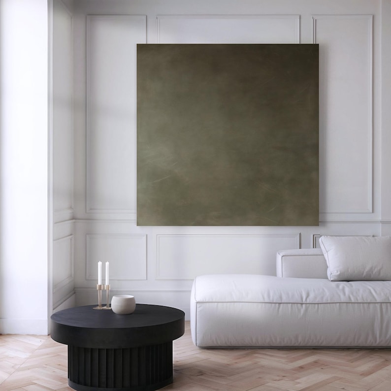 Dark Green Abstract Painting – Neutral Wall Art Print – Minimalist ...