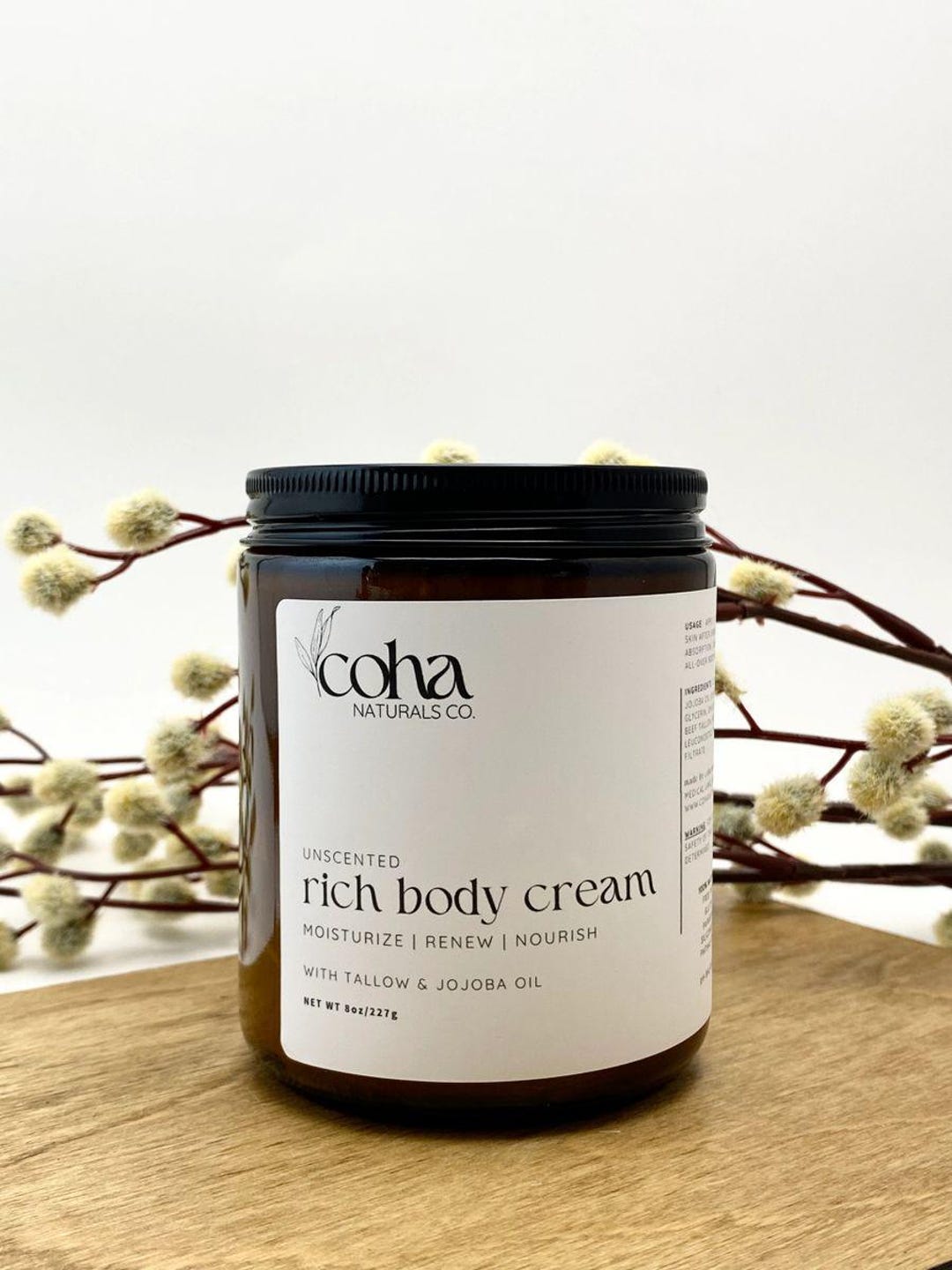 Unscented Rich Body Cream: Grass-fed Beef Tallow & Jojoba Oil - 8oz - Etsy