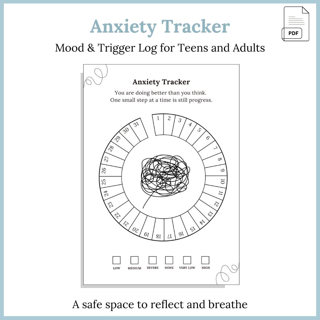 Monthly Anxiety Tracker Printable – Circular Mood and Emotion Log ...