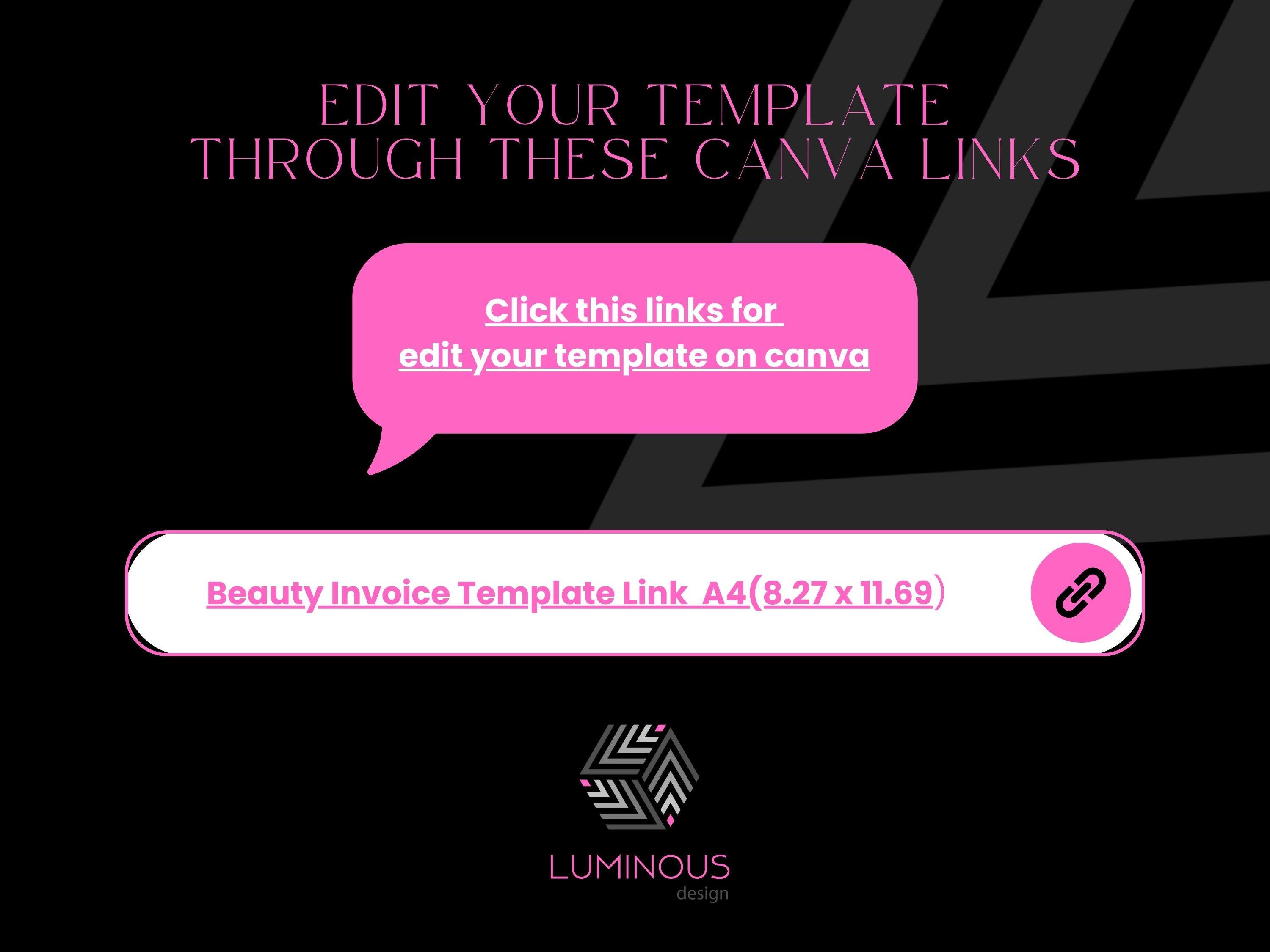 Beauty Business Invoice, Editable Invoice for Makeup Artists, Invoice ...