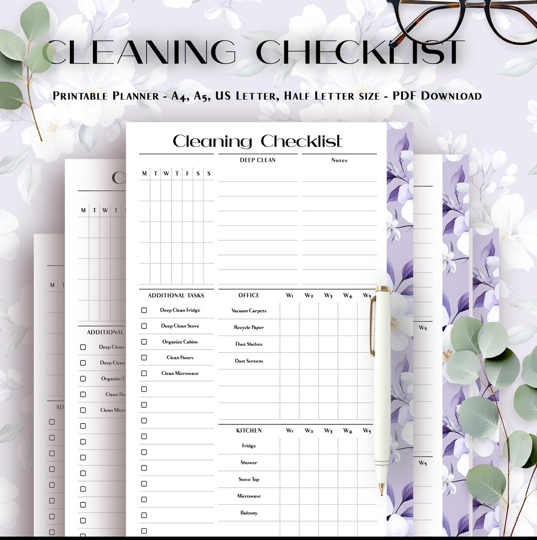 Printable Cleaning Checklist | Weekly & Deep Clean Planner | Home ...