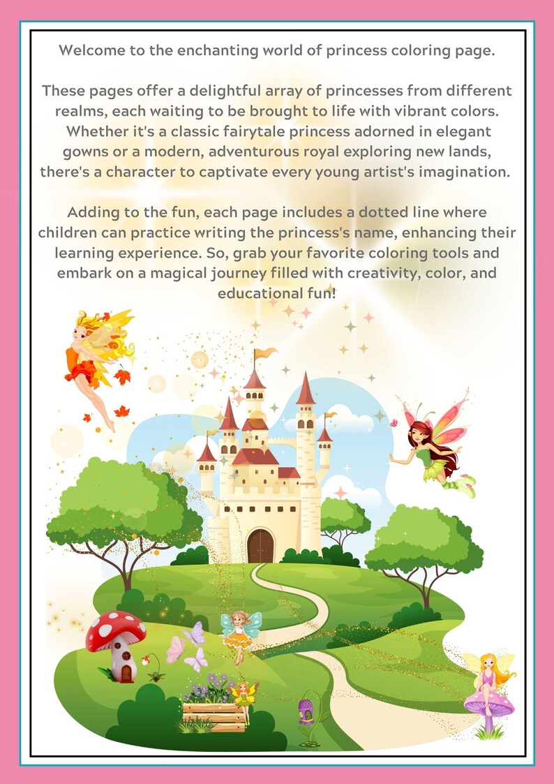 Kids Coloring Book (fairytale Princesses) - Etsy