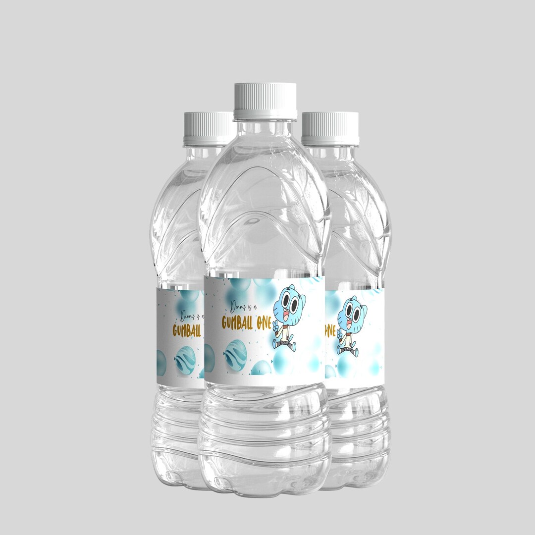 Gumball Water Bottle Label, Printable Gumball Party 1st Birthday, Boy ...