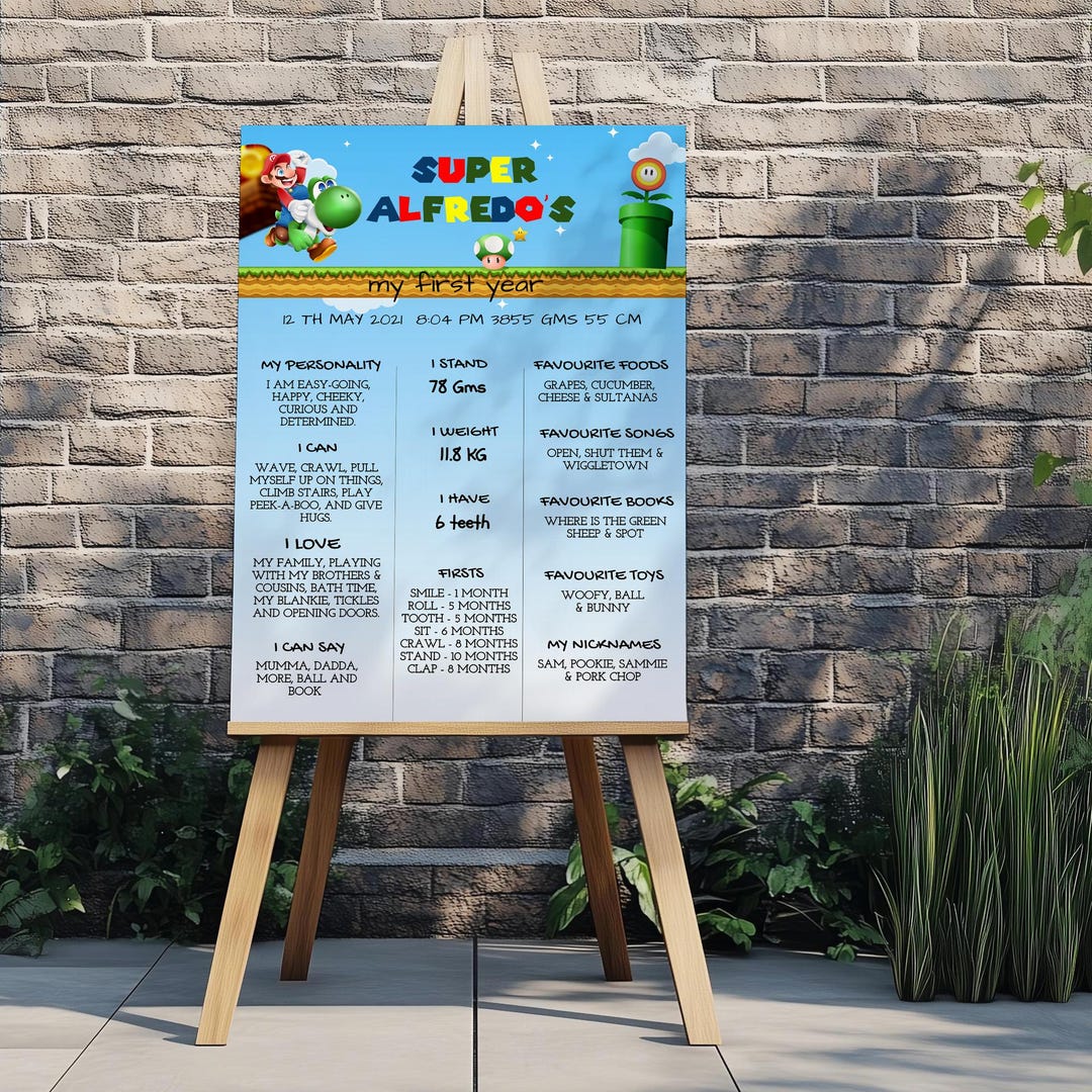 Mario Milestone Board Banner, Printable Mario Party 1st Birthday, Boy ...