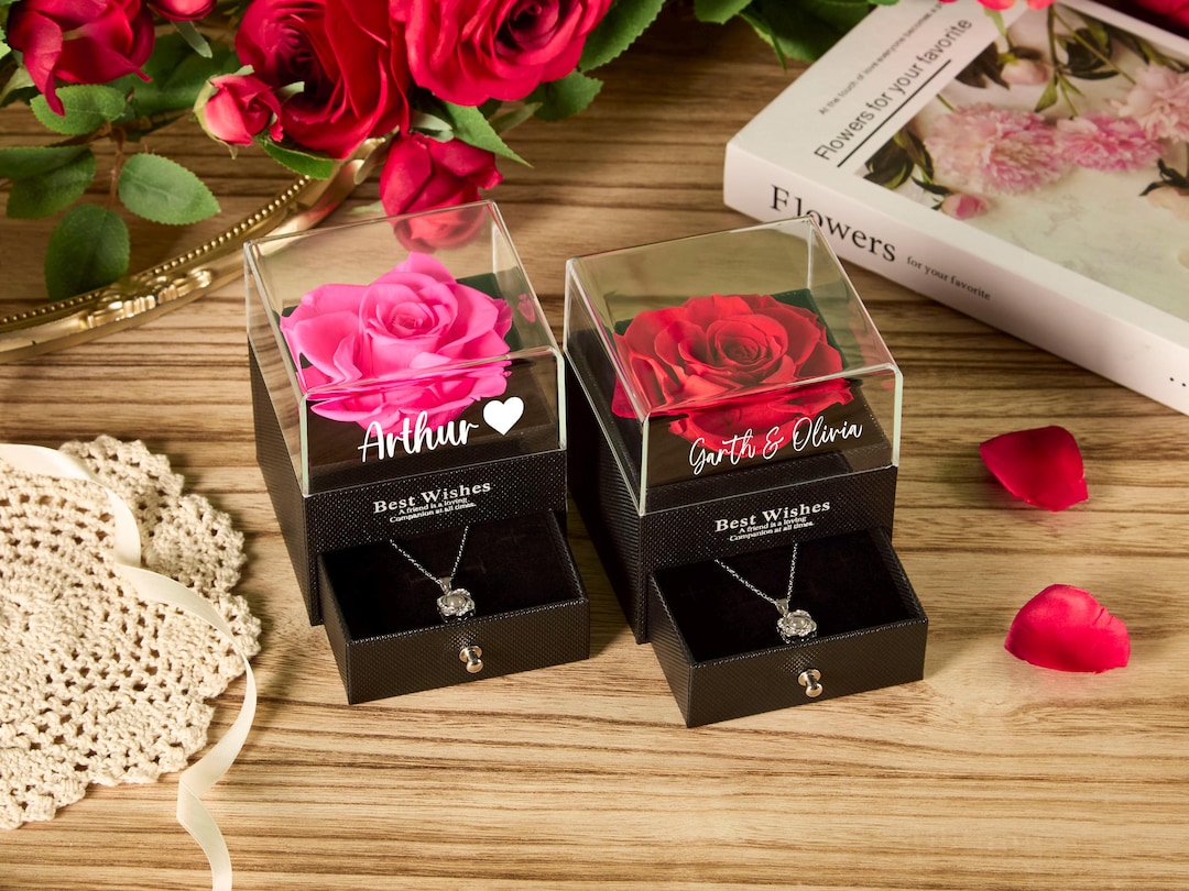 Personalized Forever Rose Gift Set,custom Preserved Rose & Jewelry Box ...