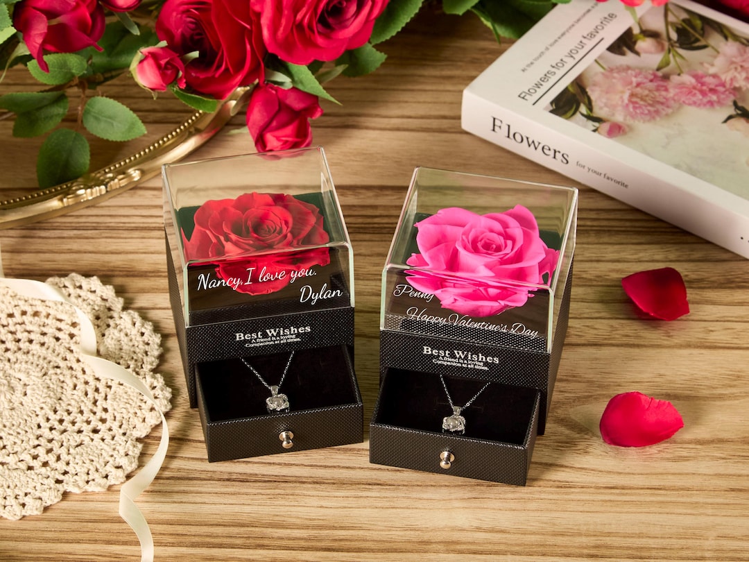 Women Preserved Rose Jewelry Box,rose Flower Jewelry Box,custom ...