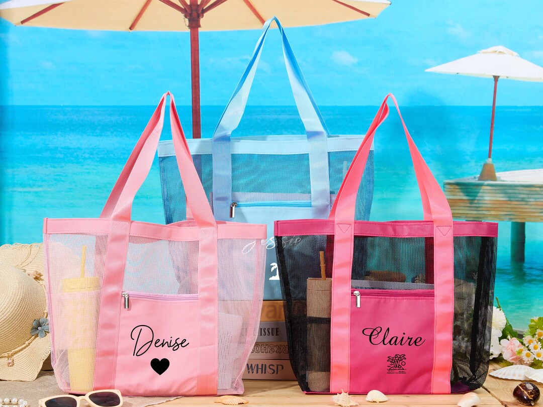 Custom Large Mesh Tote With Seaside Pattern,mesh Travel Bag,beach Bag ...