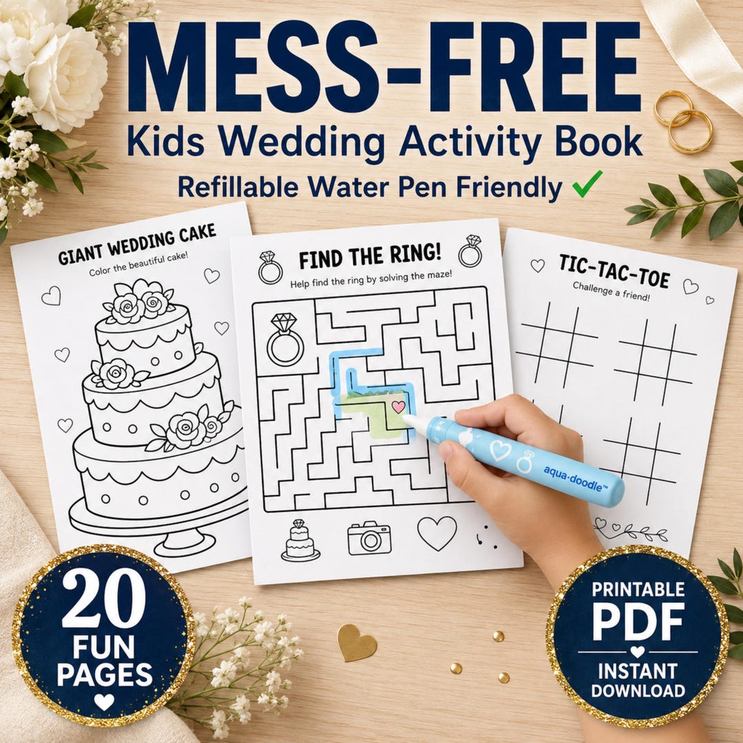Mess-free Wedding Activity Book, Water Pen Games, Toddler Reception ...