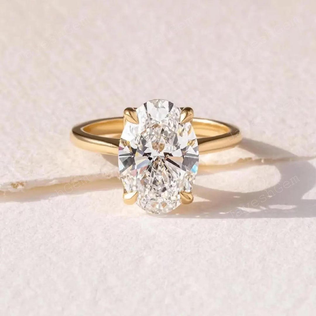 Vintage Tulip Lab Grown Diamond Engagement Ring, 14K Yellow Gold - Etsy ...
