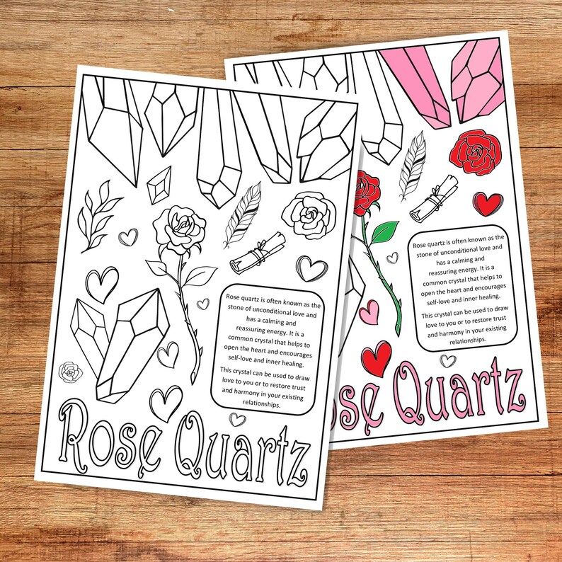 Rose Quartz Crystal Colouring Page - Crystal Healing Witchy Mindful Art ...