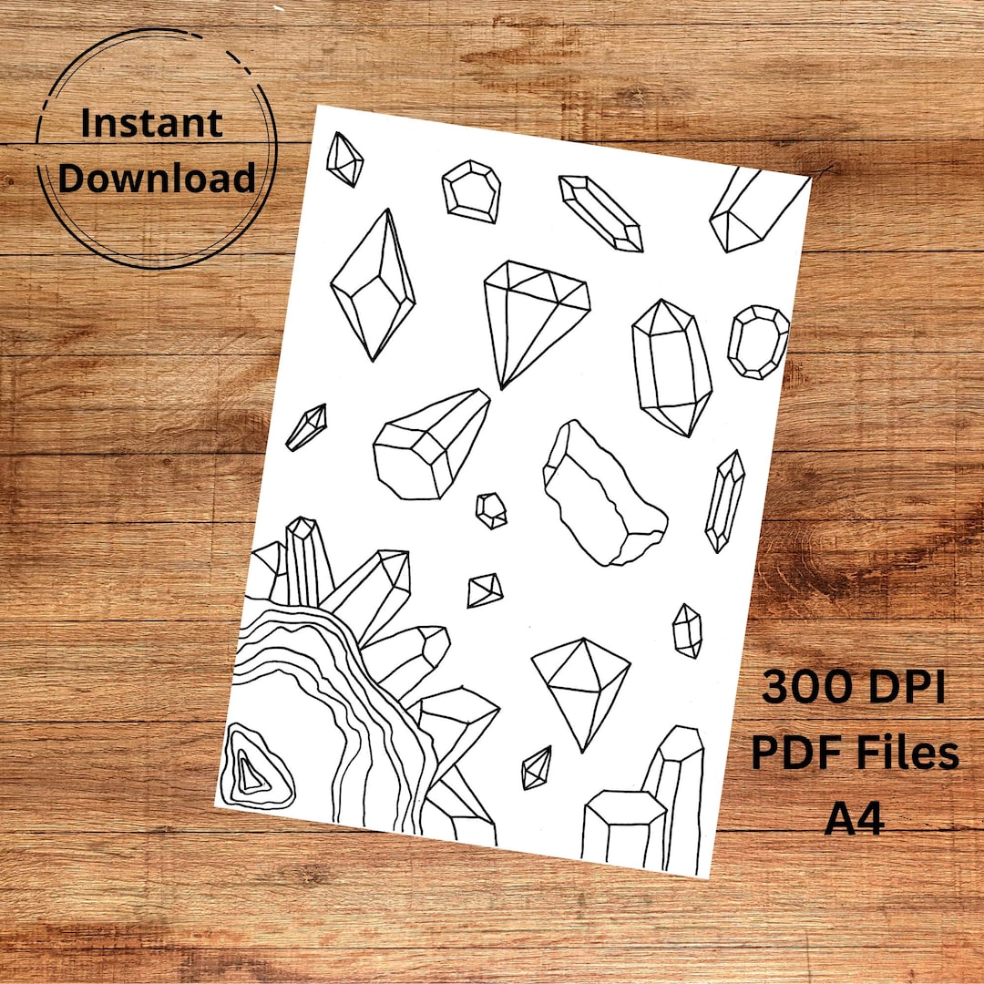 Crystal Colouring Page - Crystal Healing - Mindfulness Art - Witchy ...