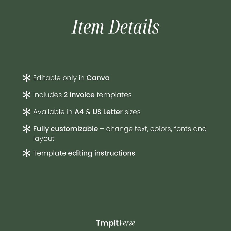 Editable Invoice Template - Custom Canva Invoice for Small Business ...