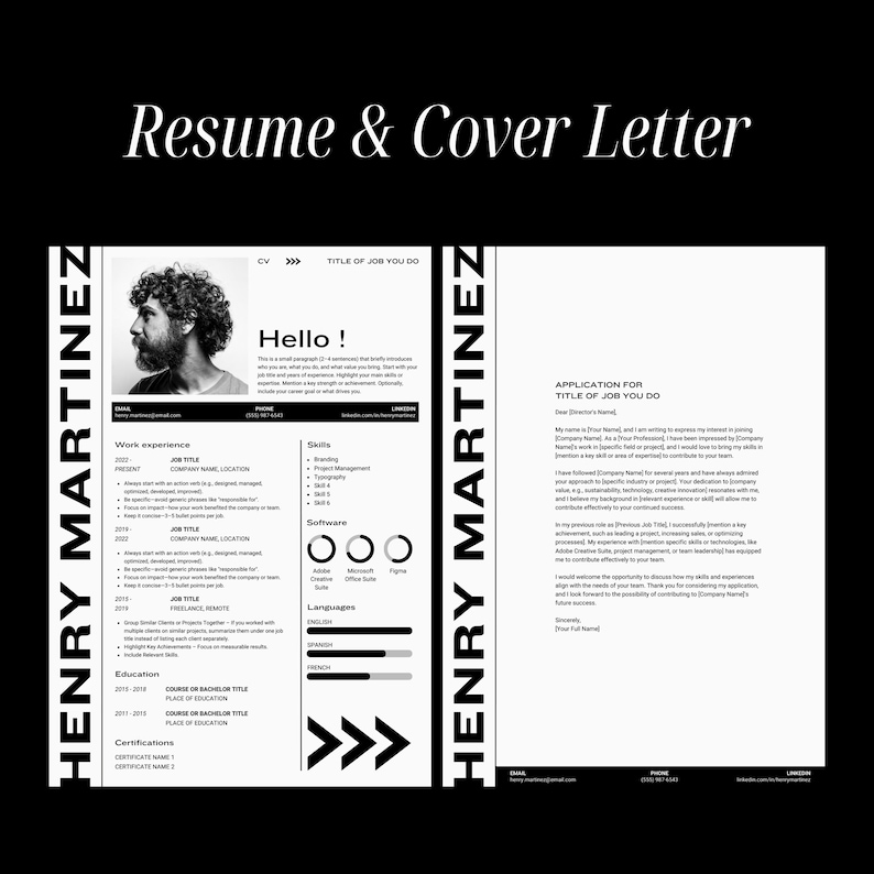 Resume Template Canva With Photo – Modern and Professional Editable 1 ...