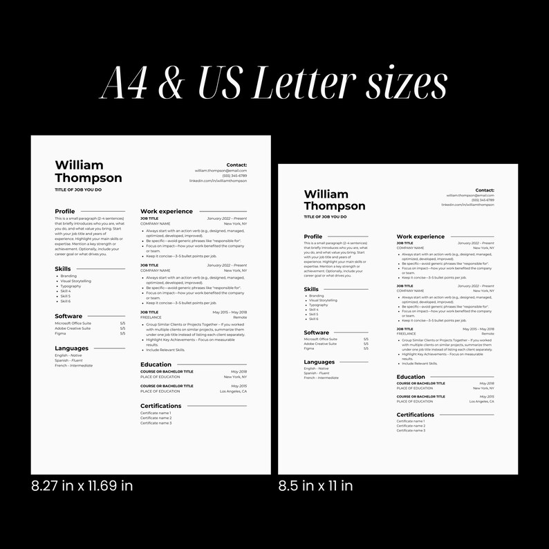 Resume Template Canva – Modern and Professional Editable 1-page Resume ...