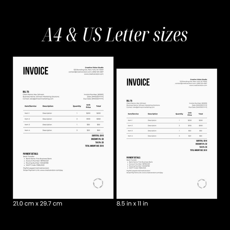Editable Invoice Template - Custom Canva Invoice for Small Business ...