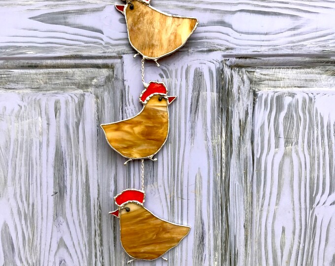 Stained Glass Chickens Chicken Art Sun Catcher Stained Glass Suncatcher Porch Patio Decor T