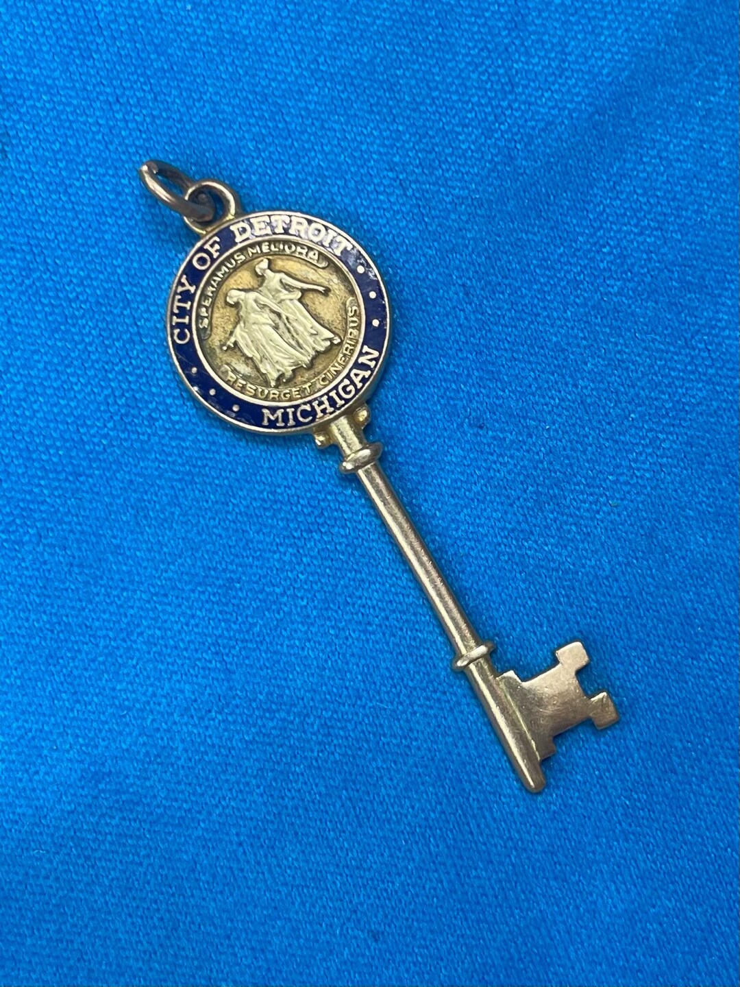 14k Solid Rose and Yellow Gold Key of Detroit Michigan Charm Pendant - Etsy