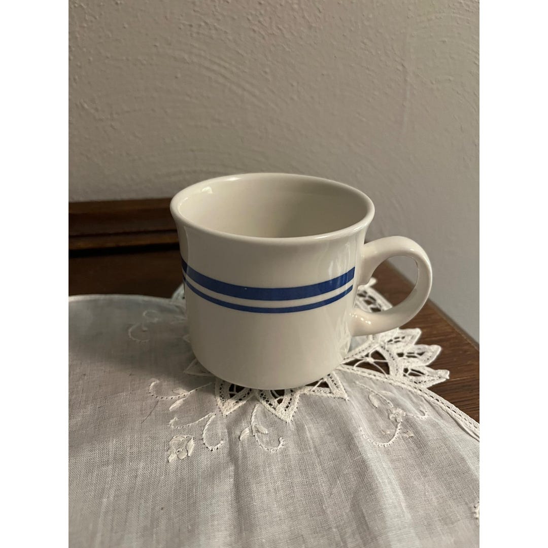 Blue and White With Stripe Diner Style Mug Churchill England - Etsy