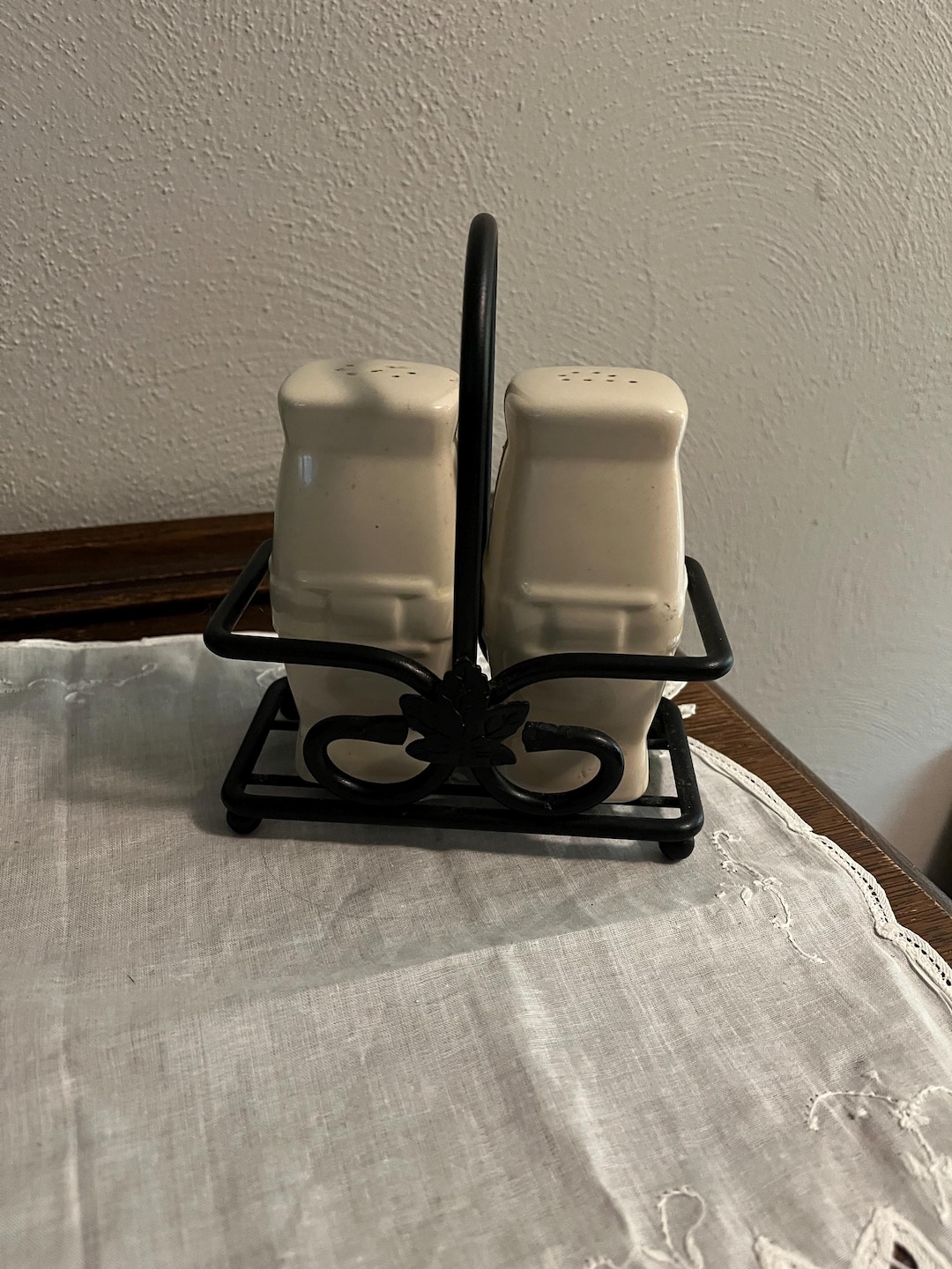 Longaberger Set With Wrought Iron Holder and Salt and Pepper Shakers - Etsy
