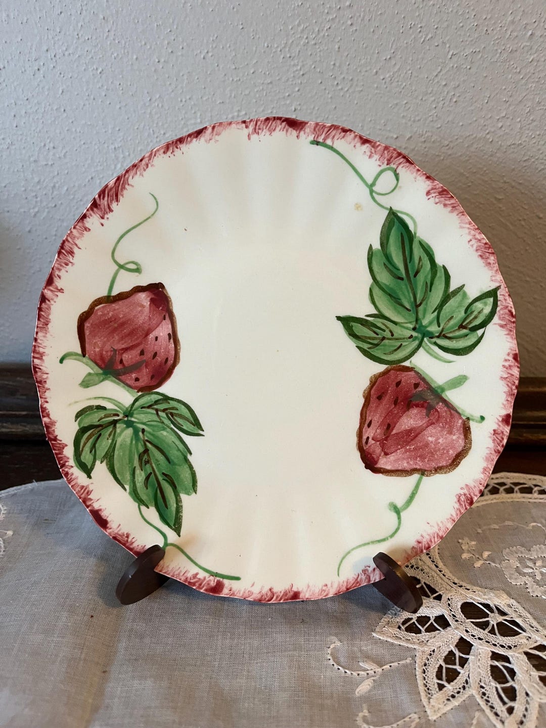 Vintage Blue Ridge Strawberry Dessert Plate - Etsy