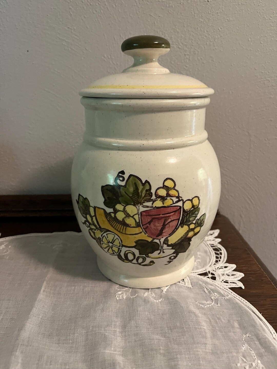 Vintage Wine and Fruit Canister With Lid - Etsy