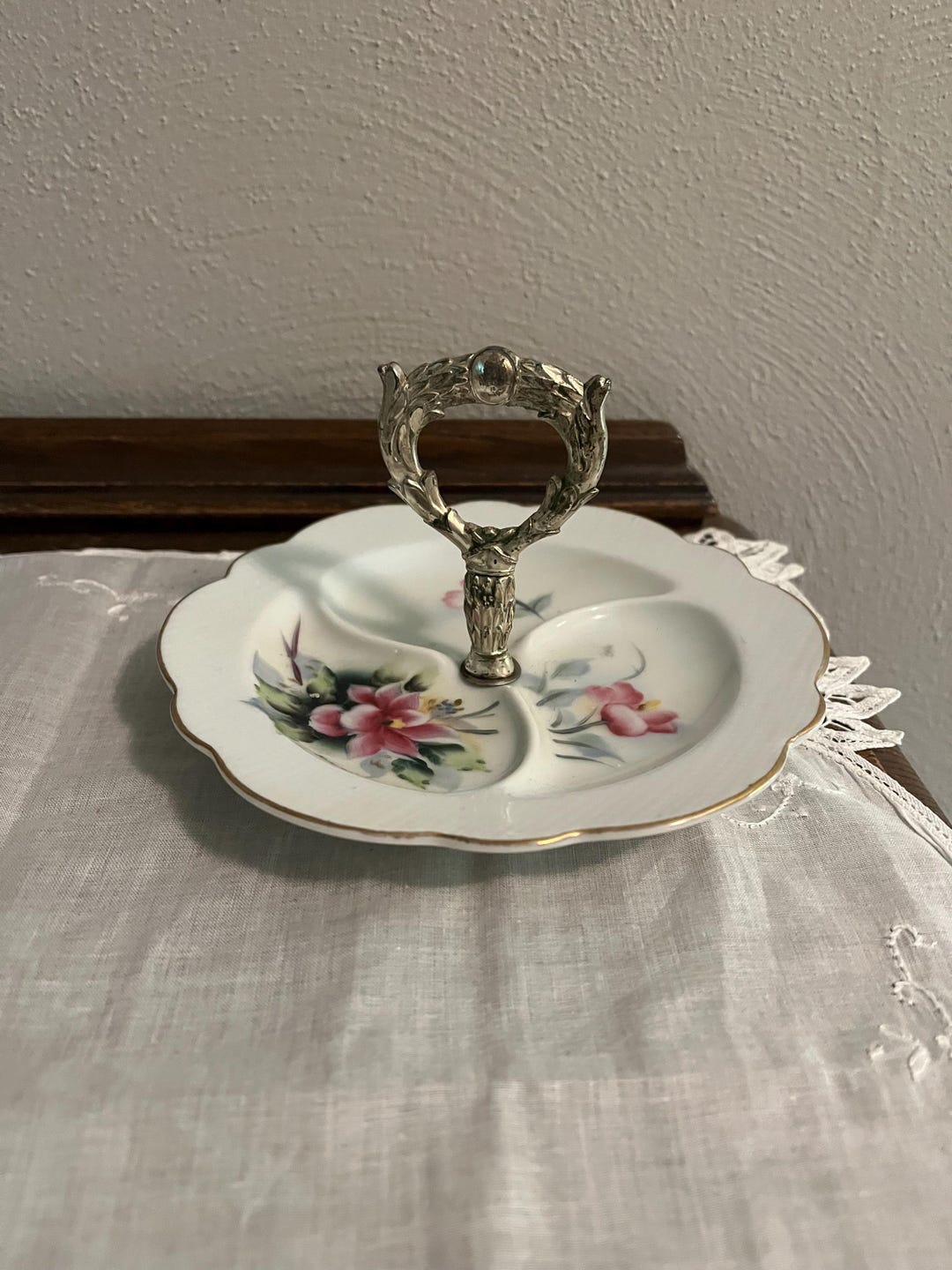 Vintage Hand Painted Relish Tray Small Vanity Tray With Handle - Etsy