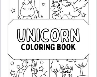 Unicorn Colouring Book - Etsy