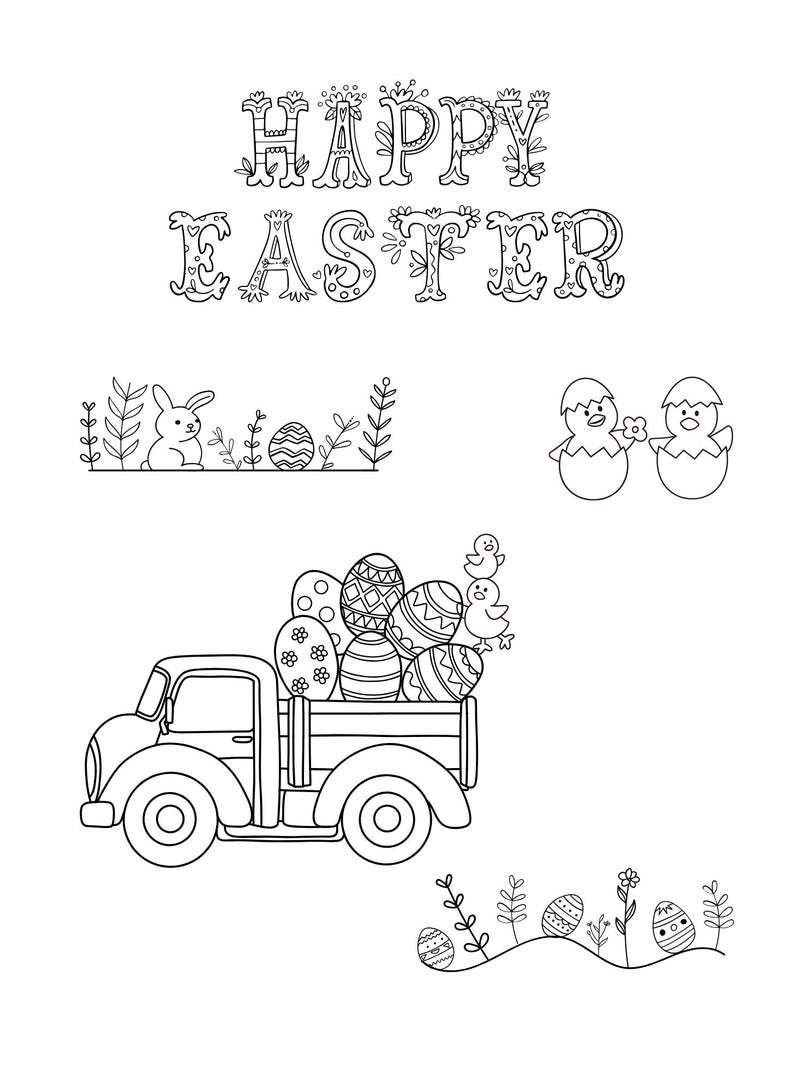 Easter Coloring Pages - Includes 10 Printable Pages - Etsy