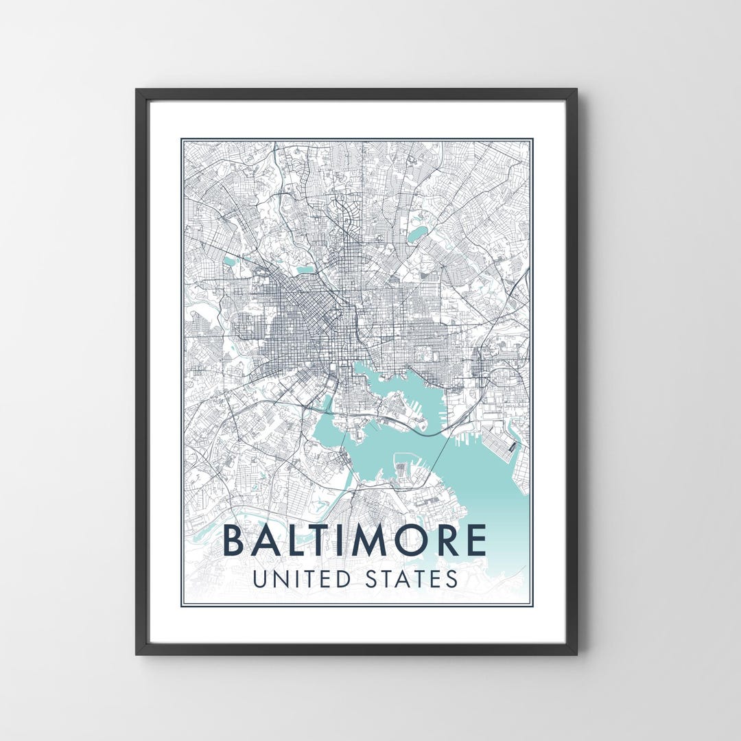 Baltimore, Printable City Map, Digital Download, Wall Art, Unique Gift ...