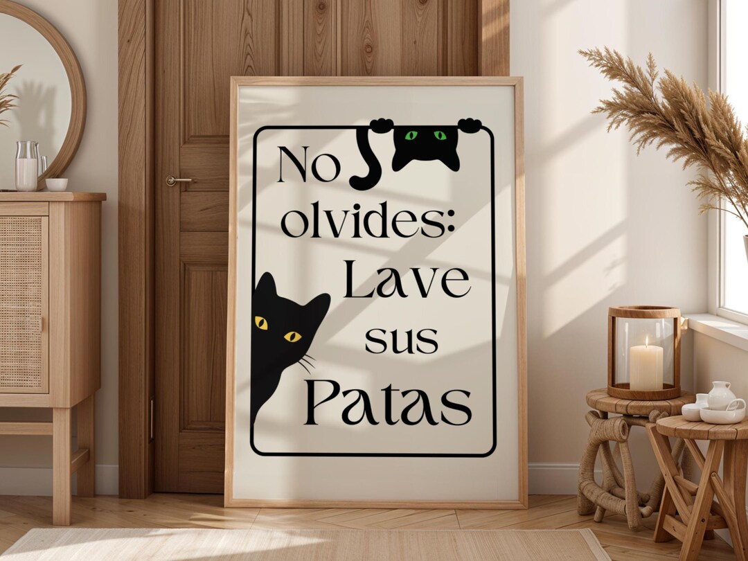 Wash Your Paws Spanish Cat Print: Kitchen or Bath Art - Etsy
