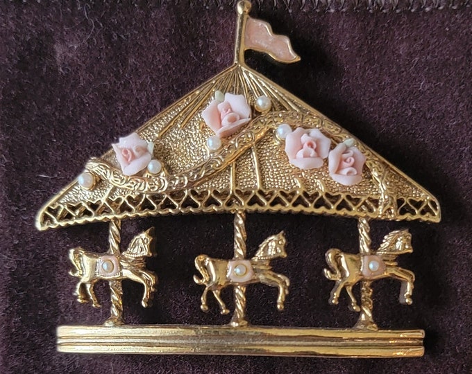Carousel Pin 1928 Jewelry Co Merry Go Round Vintage Brooch - Etsy